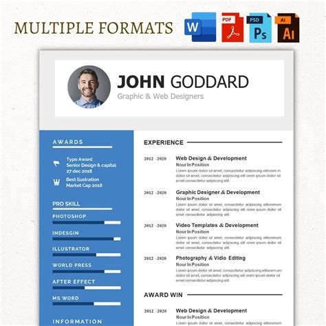 Modern Resume Template Resume Template Word Ai Psd Pdf Etsy