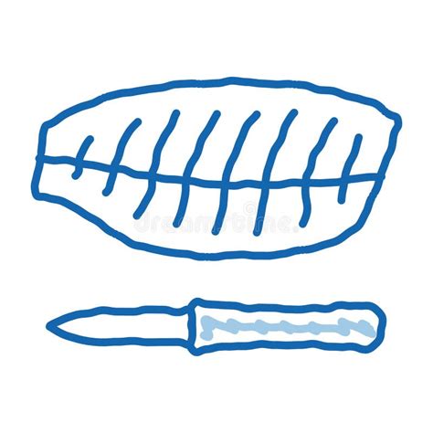 Filete De Pescado Doodle Icono Dibujado a Mano Ilustración Ilustración