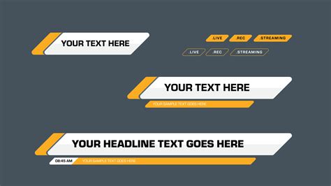 Yellow Lower Third Template Set Of Tv Banners And Bars For News And