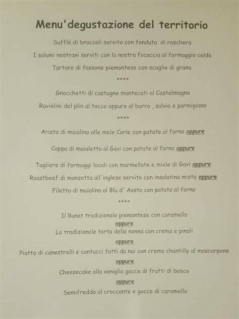 Menu Au Peccati Di Gola Restaurant Gavi Via Roma