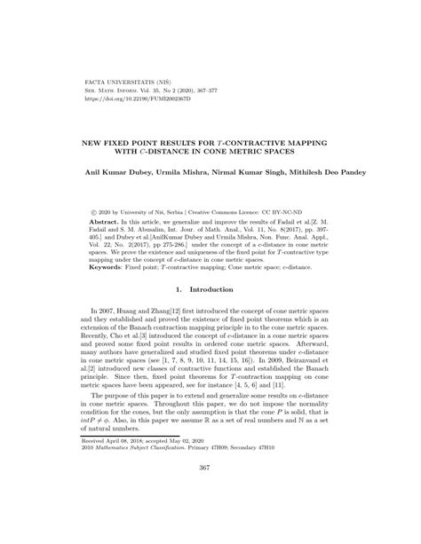 pdf new fixed point results for t contractive mapping with c distance in cone metric spaces