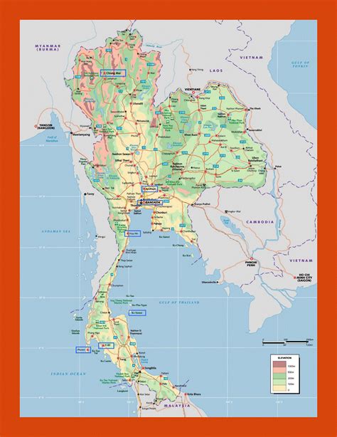Elevation Map Of Thailand Maps Of Thailand Maps Of Asia Map