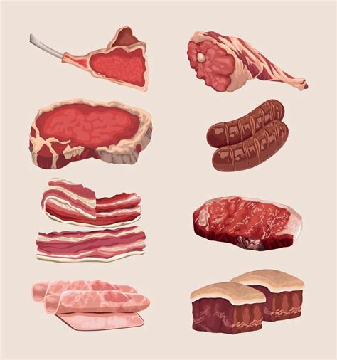 Eight Meat Differents Cuts 14175675 Vector Art At Vecteezy