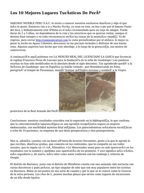 PDF Los 10 Mejores Lugares Turísticos De Perú DOKUMEN TIPS