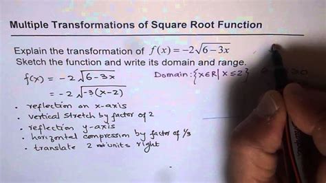 multiple transformations sketch domain and range of square root function youtube