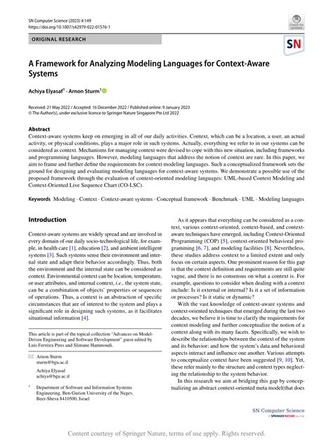 a framework for analyzing modeling languages for context aware systems request pdf