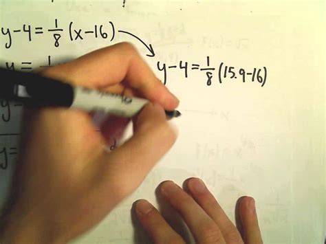 linear tangent line approximation for square root function youtube