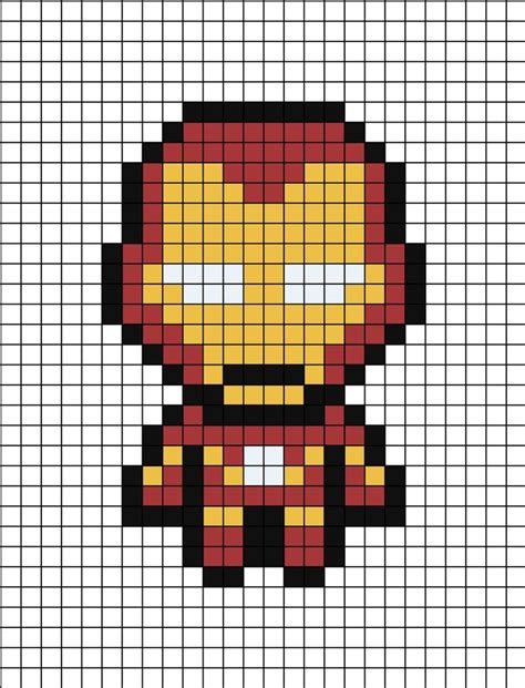 Iron Man Pixel Art Ironman Dibujo Punto De Cruz De Marvel Lindos