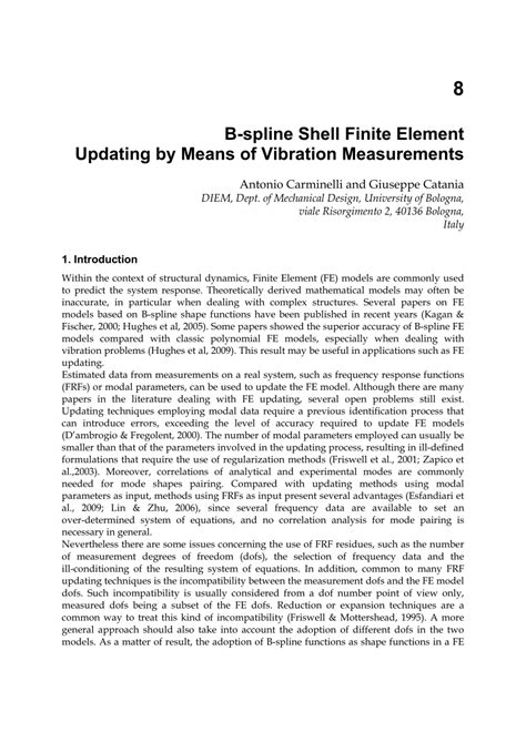 pdf b spline shell finite element updating by means of vibration measurements