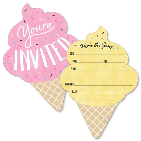 Paper Party Supplies Paper Here S The Scoop Ice Cream Invitation