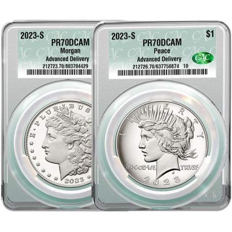 2023 S 1 Morgan Peace Dollar CAC Adv Delivery PR70