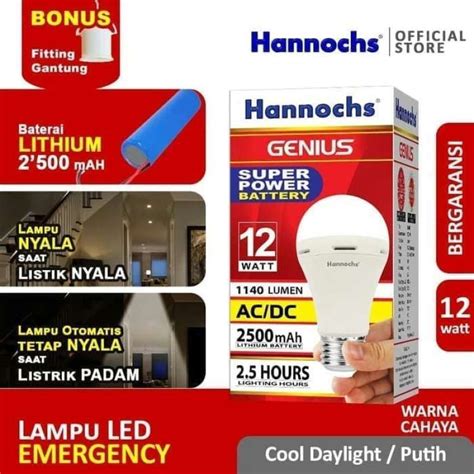 Jual Lampu Led Hannochs Genius Emergency Magic Ac Dc 12W 12 Watt Di