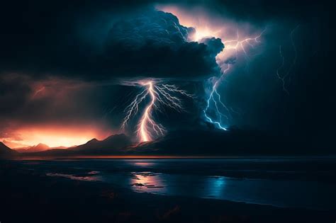 Premium Photo Intense Lightning Illuminates A Dark Stormy Sky