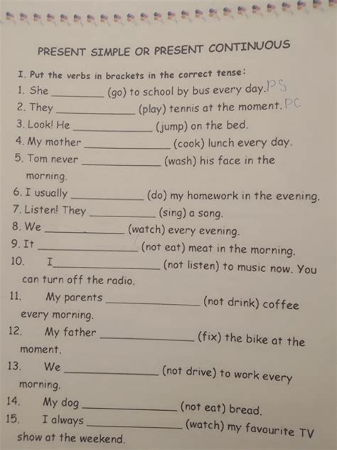 Present Simple Or Present Continuous Put The Verbs In Brackets In The