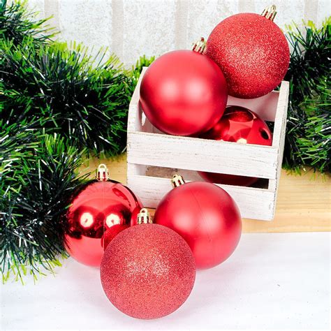 Kit 6 Bolas De Natal 7 Cm Pendente Para Árvore Mista Glitter Feira da