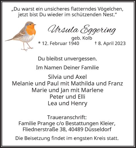Alle Traueranzeigen für Ursula Eggering trauer rp online de