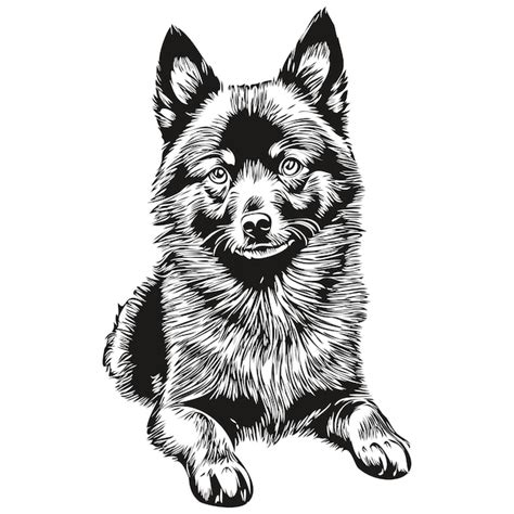 Schipperke Pies Czarny Rysunek Wektor Na Białym Tle Malowanie Twarzy