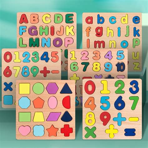 Alfabeto De Madeira Enigma Letras Números Educacionais Aprendizagem