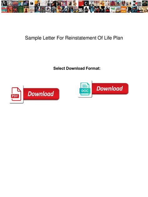 Fillable Online Sample Letter For Reinstatement Of Life Plan Sample