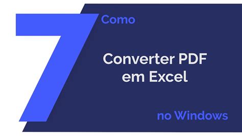 como converter pdf em excel no windows youtube