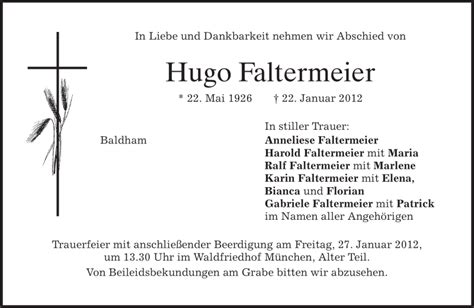 Traueranzeigen Von Hugo Faltermeier Trauer Merkur De