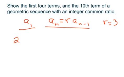 solved use the recursive formula to write a geometric sequence whose common ratio is an integer
