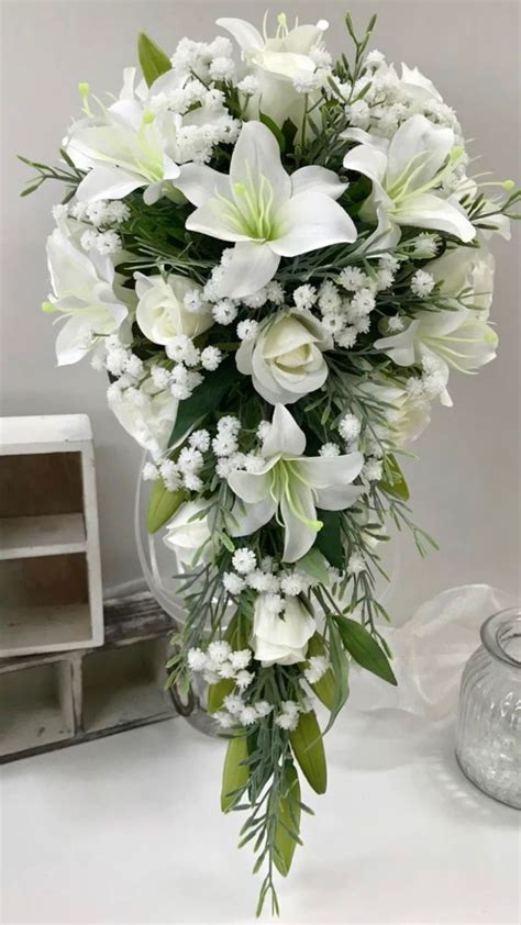 Cascading Bridal Bouquet With Stargazer Lily In 2024 Cascading Bridal