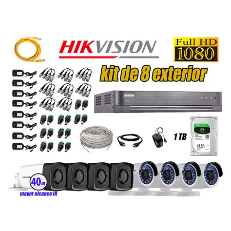 Ripley HIKVISION CÁMARAS DE SEGURIDAD KIT 8 EXTERIOR FULL HD 1080P