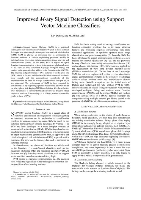 pdf improved m ary signal detection using support vector machine classifiers