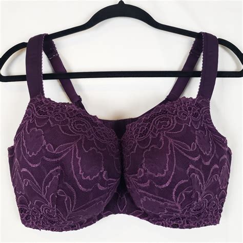 Cacique Womens Balconette Bra 42DD Lightly Lined Lace Tapestry Plum EBay