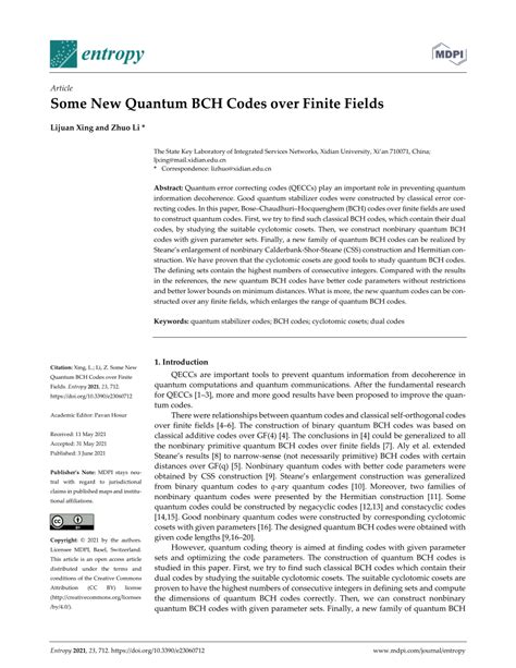 pdf some new quantum bch codes over finite fields