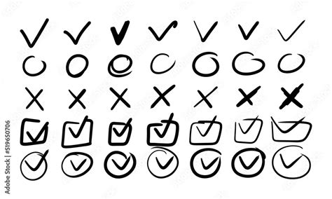 Fototapeta Check Mark Doodle With Checklist And Checkbox V Box List