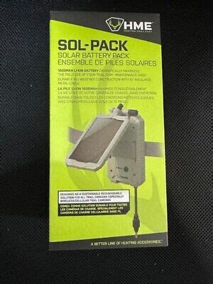 HME SOL PACK Cellular Trail Camera Solar Power Panel 1000 Mah Hme