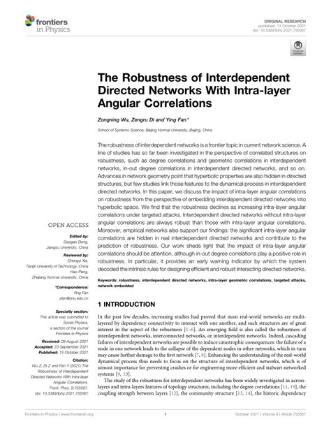 pdf the robustness of interdependent directed networks with intra layer angular correlations
