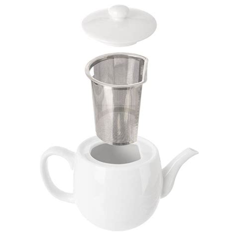 Dzbanek z zaparzaczem do herbaty porcelanowy biały MONA 700 ml Sklep