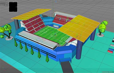 Estadio de fútbol Low Poly Modelo 3D 18 c4d 3ds unknown dae obj