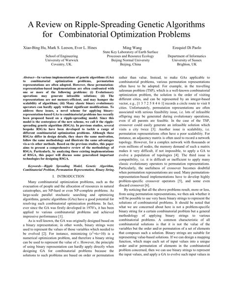 pdf a review on ripple spreading genetic algorithms for combinatorial optimization problems