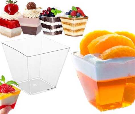 PUCHARKI KWADRATOWE DO DESERÓW MINI POJEMNICZKI NA DESERKI 60ml 50szt
