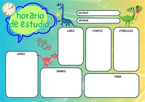 Horario De Estudio Dinosaurios Para Tus Alumnos Curso