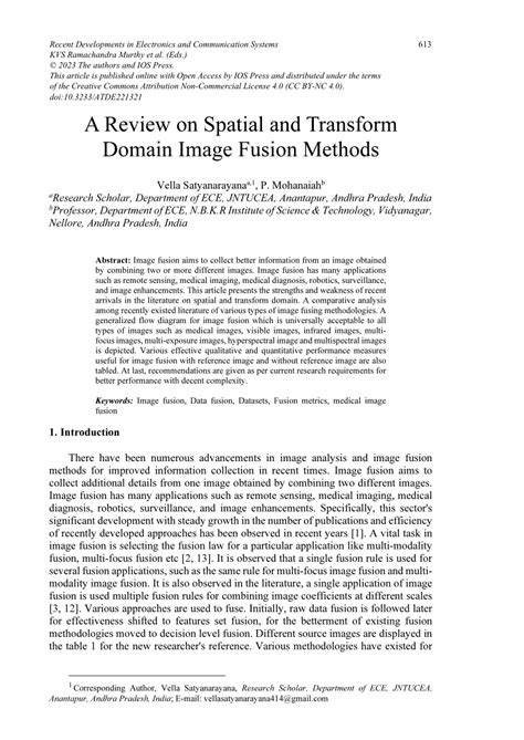 pdf a review on spatial and transform domain image fusion methods