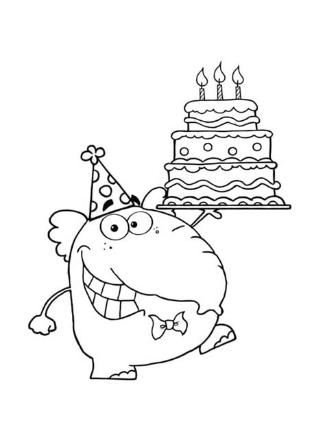 Coloriage Joyeux anniversaire avec un Cupcake télécharger et imprimer