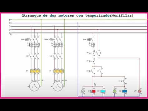 Arranque De 2 Motores Con Temporizador Esquema Unifilar YouTube