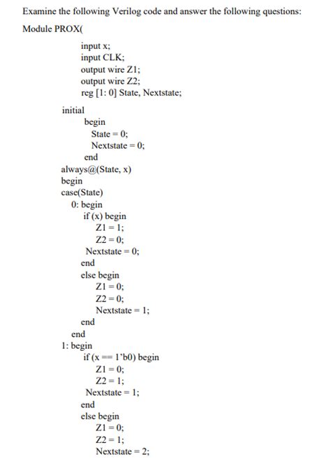 solved examine the following verilog code and answer the