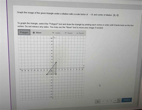 solved graph the image of the given triangle under a dilation with a scale factor of —4 and