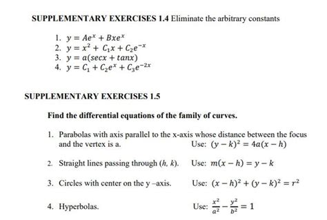 solved supplementary exercises 1 4 eliminate the arbitrary