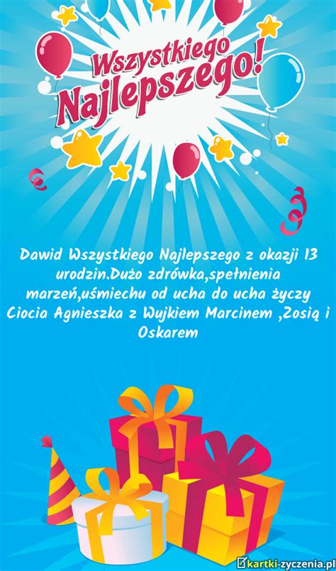 Dawid Wszystkiego Najlepszego Z Okazji Urodzin Du O Zdr Wka