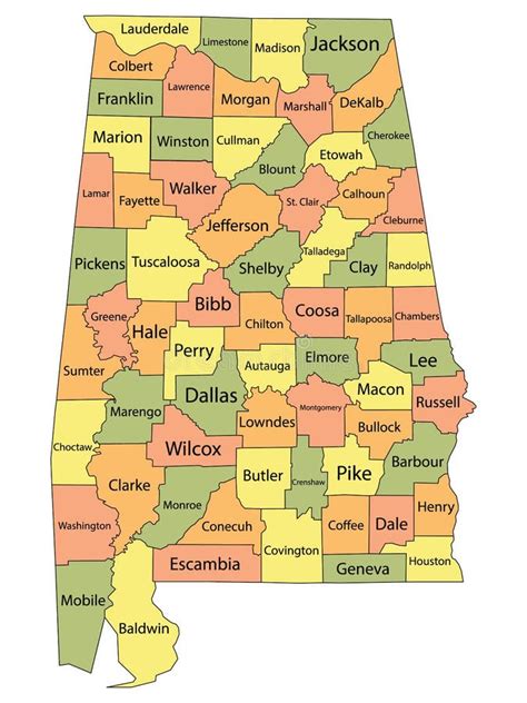 Alabama County Map Stock Vector Illustration Of Vector 35300731