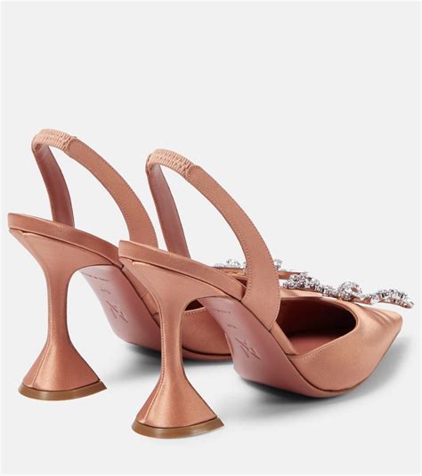 Amina Muaddi Rosie Embellished Satin Slingback Pumps Amina Muaddi
