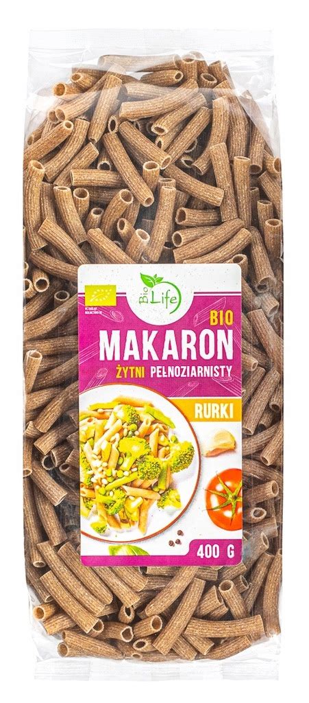 BIOLIFE makaron żytni rurki pełnoziarnist BIO 400g 12406068632