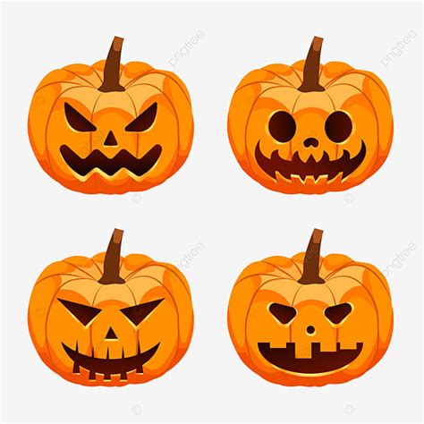 Scary Halloween Pumpkin Vector Art PNG Scary Halloween Pumpkins Set